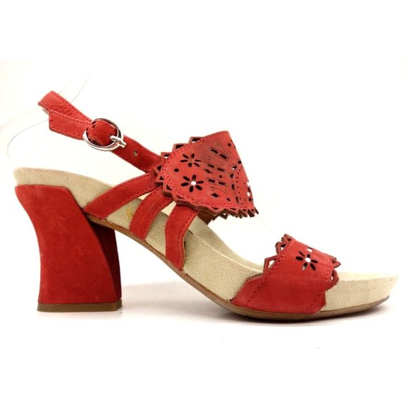Earthies | Shoes | Earthies Rosarito Red Leather Adjustable Block Heel ...